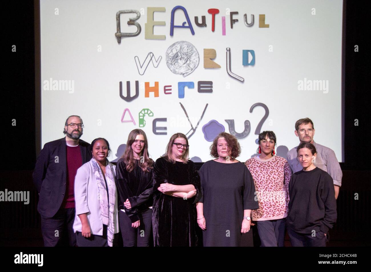 Co-curator Kitty Scott (centre left) and Director Sally Tallant (centre ...