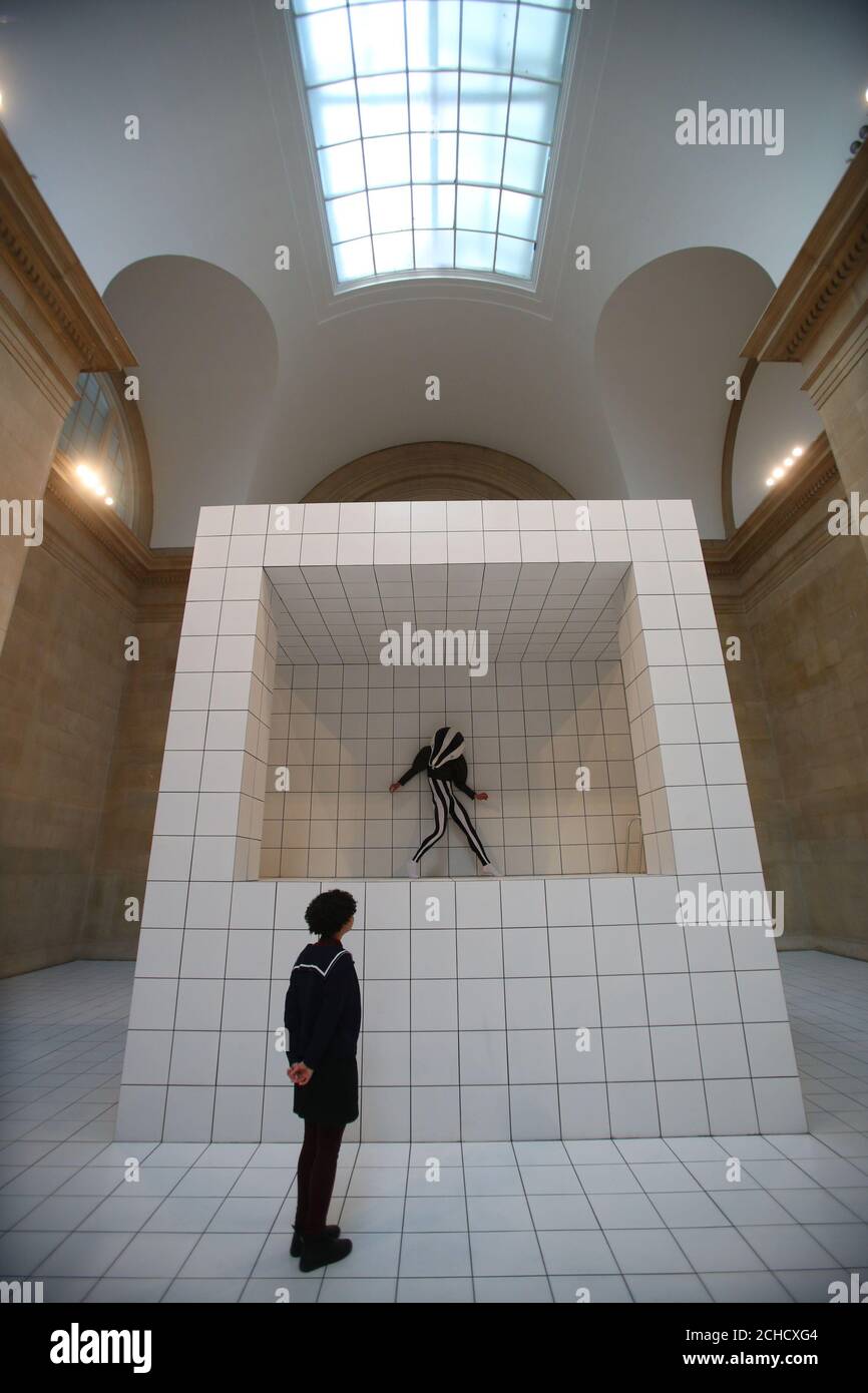 A woman views artist Anthea Hamilton's new work titled The Squash, an ...