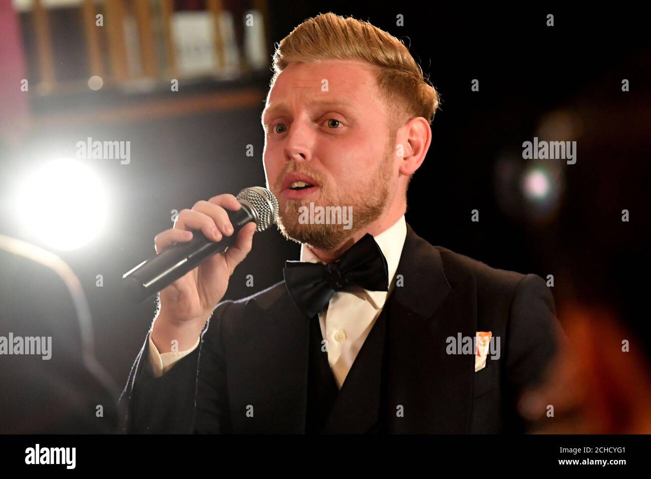 EDITORIAL USE ONLY X Factor singer Gary Parker performs during a ...