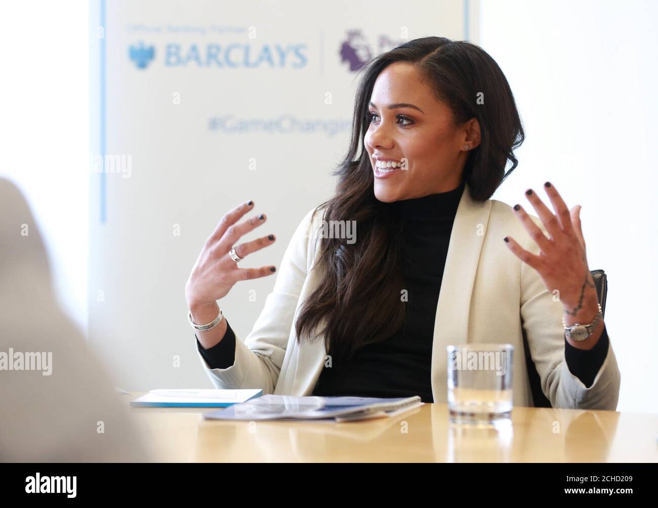 EDITORIAL USE ONLY Barclays ambassador Alex Scott attends a roundtable ...