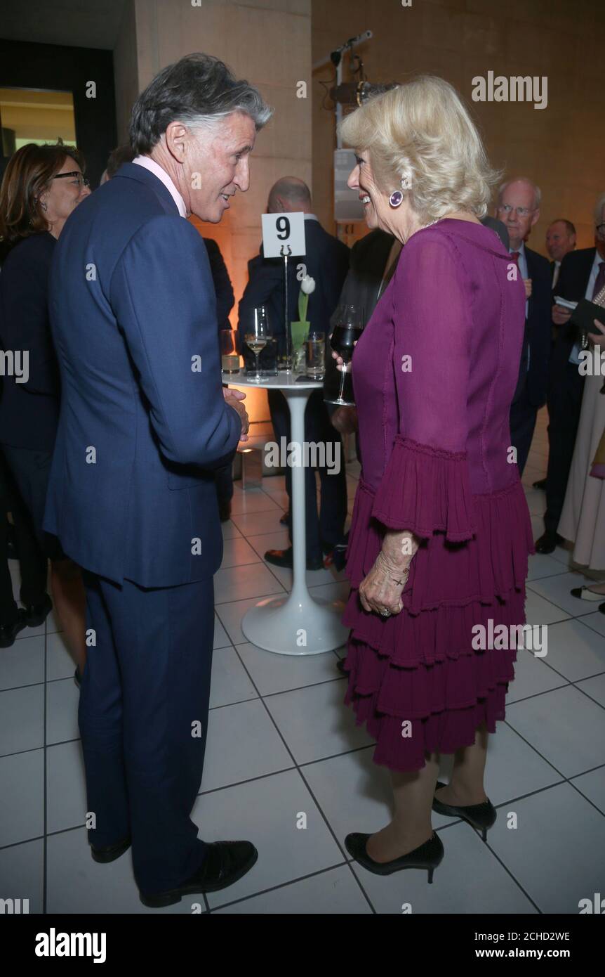 The Duchess of Cornwall talks with Lord Coe during an event to ...