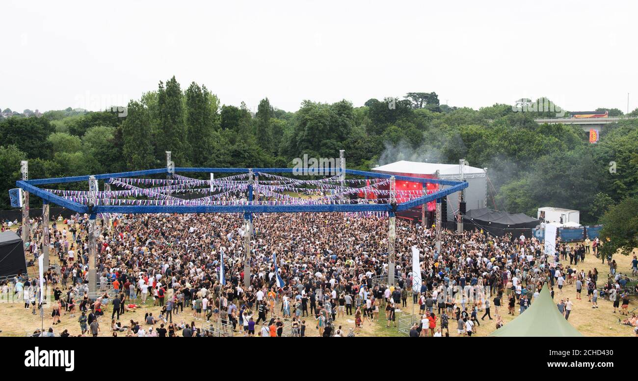 EDITORIAL USE ONLY Festival goers attend 'Junction 2' electronic music day festival in LondonÕs ...