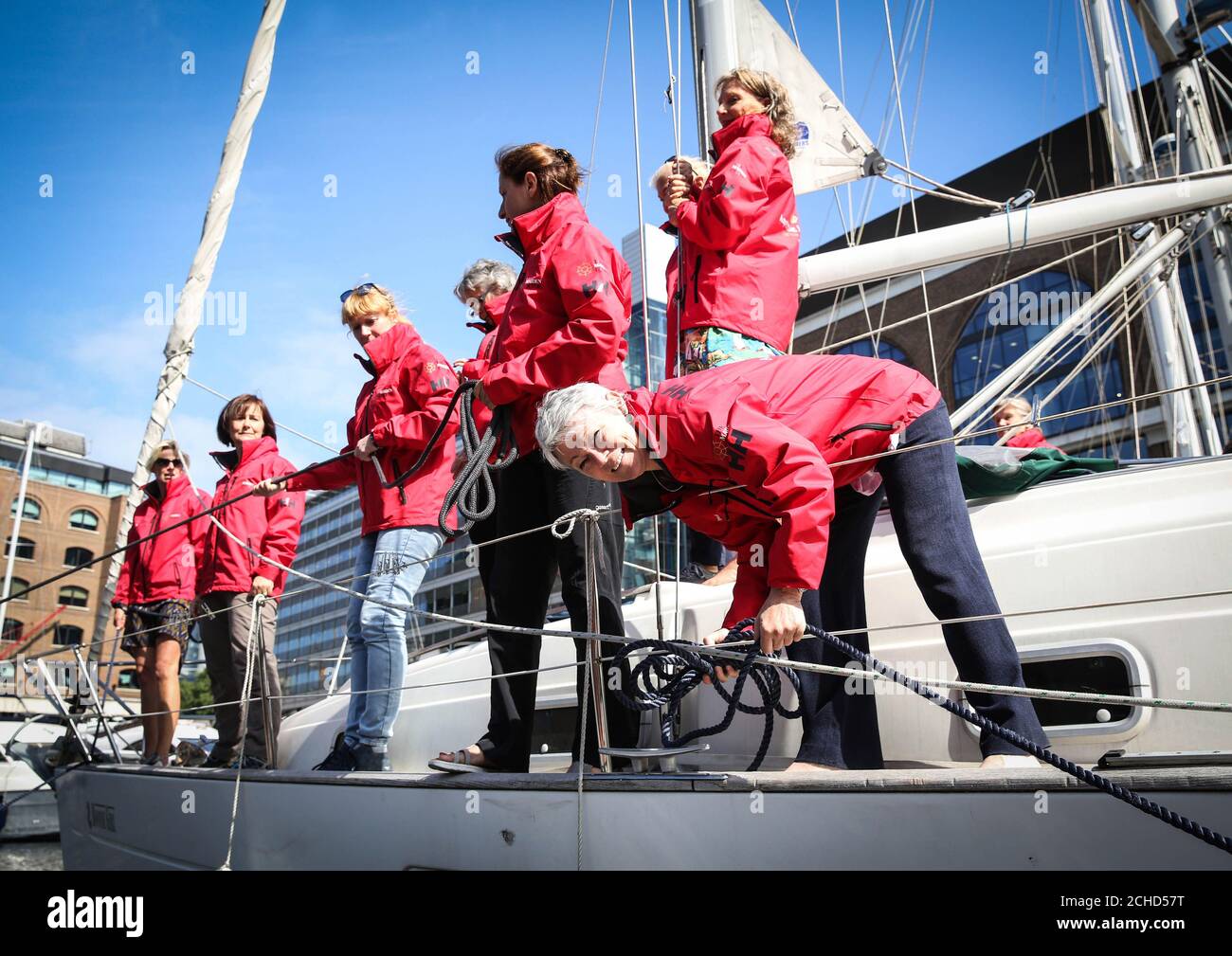 EDITORIAL USE ONLY Yachtswoman Tracy Edwards (right) reunites with the ...