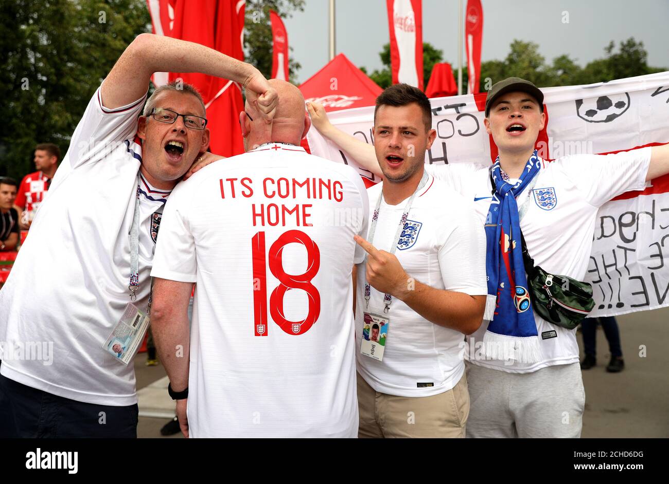 England fans with 'Its Coming Home' on a shirt ahead of the FIFA World ...