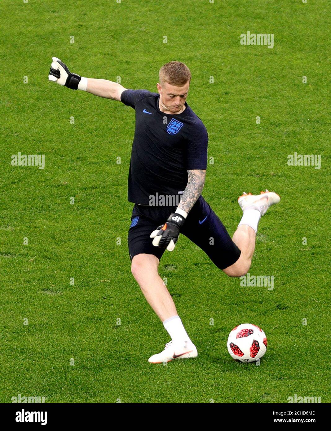England goalkeeper Jordan Pickford during warm-up before the FIFA World ...