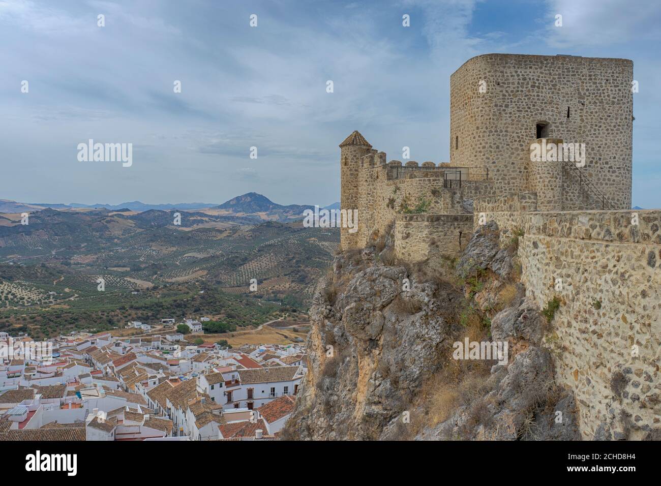 old castle of Olvera in the province of Cadiz, Andalusia Stock Photo ...