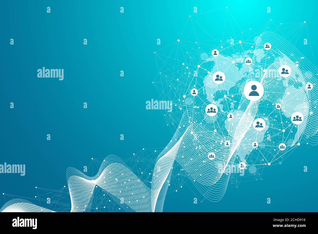 Global network connections with points and lines. Wireframe background ...