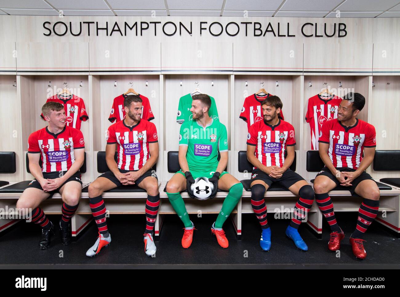 EDITORIAL USE ONLY (Left to right) Southampton players Matt Targett ...