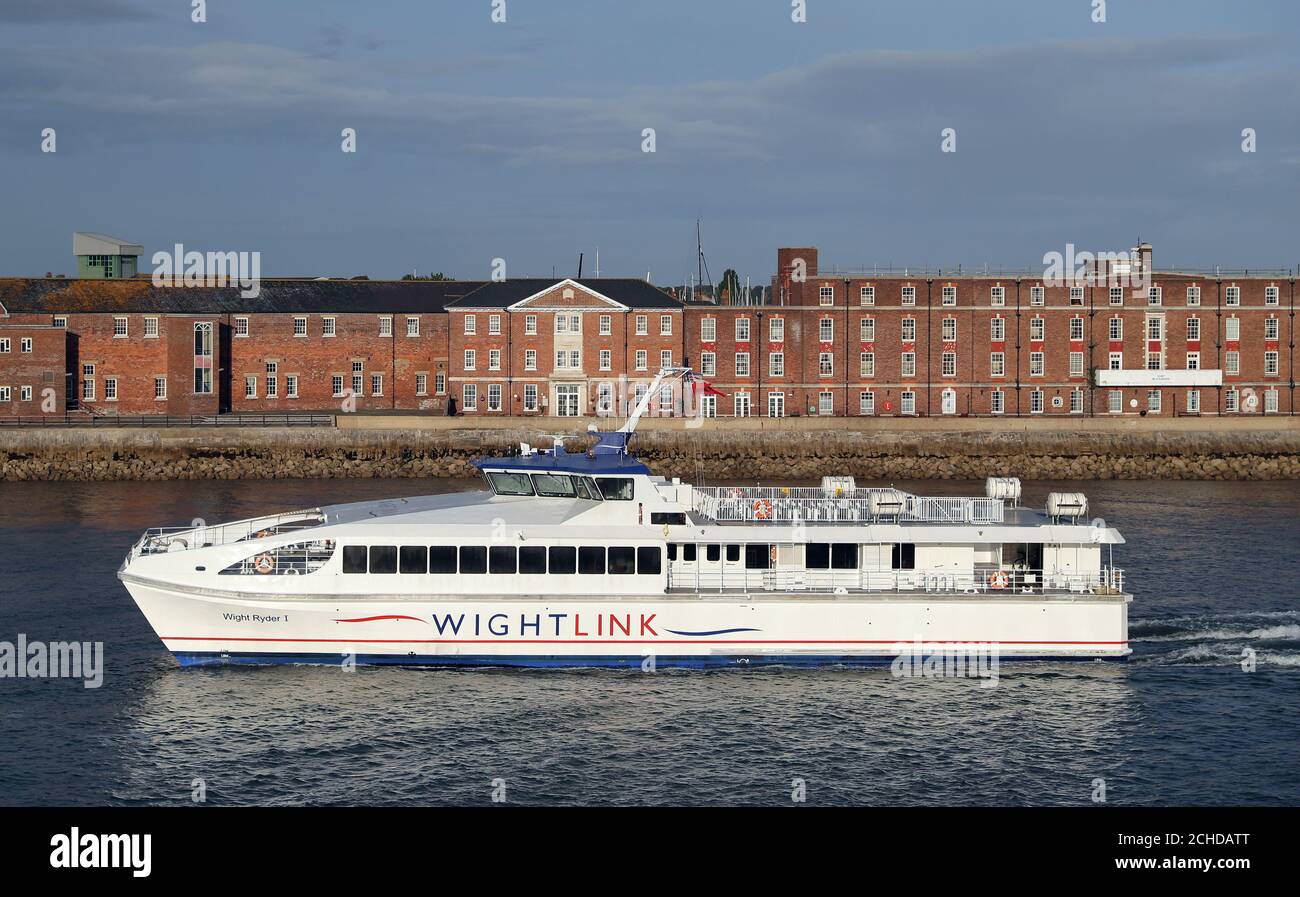 The Wightlink high-speed passenger catamaran HSC Wight Ryder I, makes ...