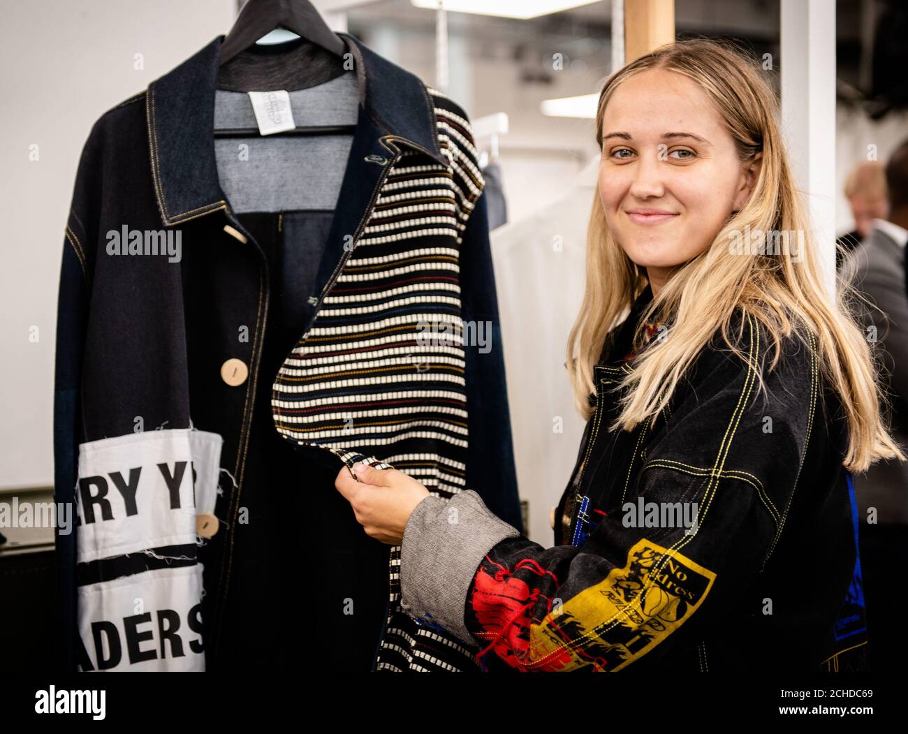 EDITORIAL USE ONLY Designer Bethany Williams, with one of her designs ...