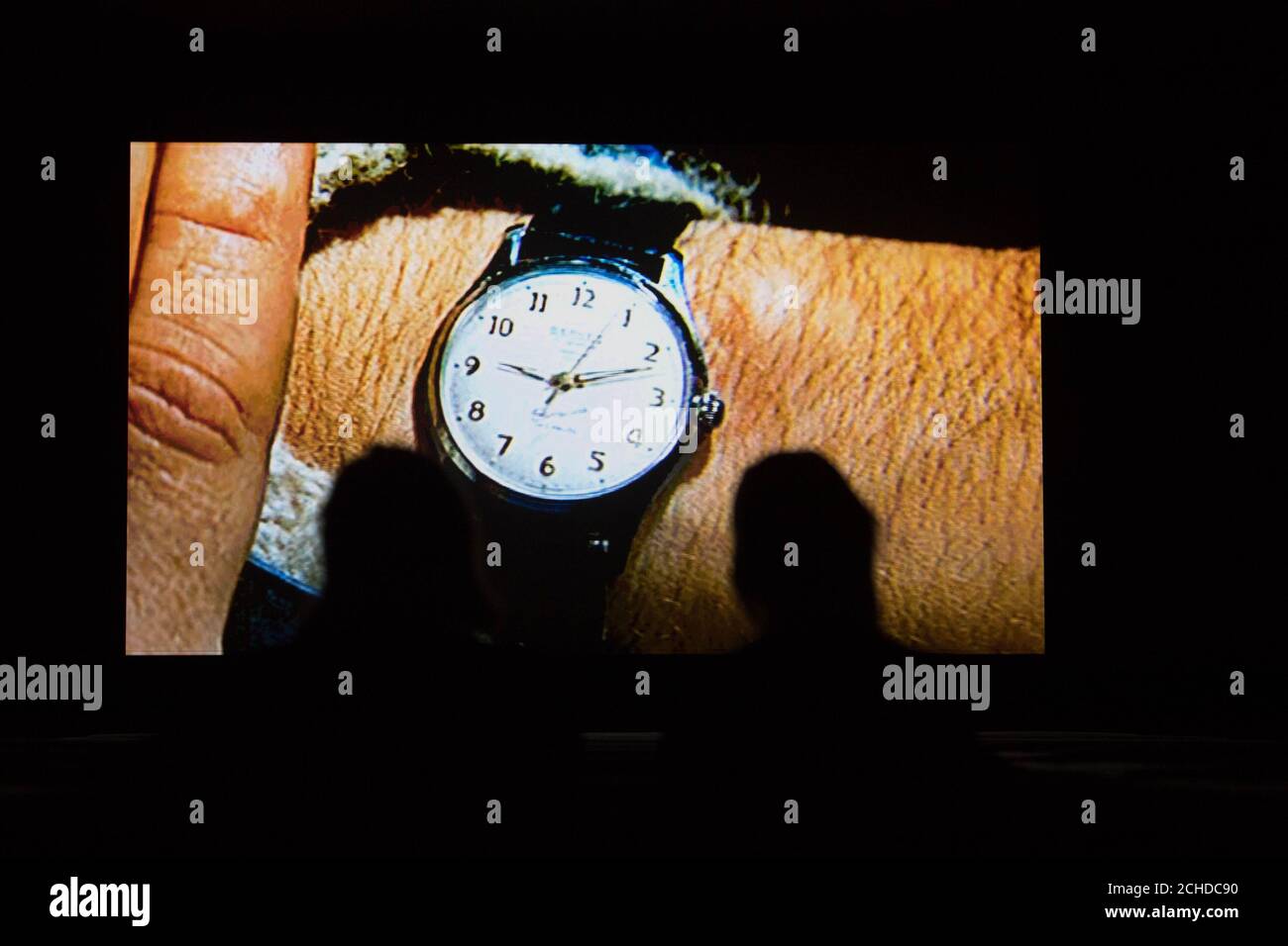 A scene from Christian Marclay's 24-hour video installation, The Clock ...