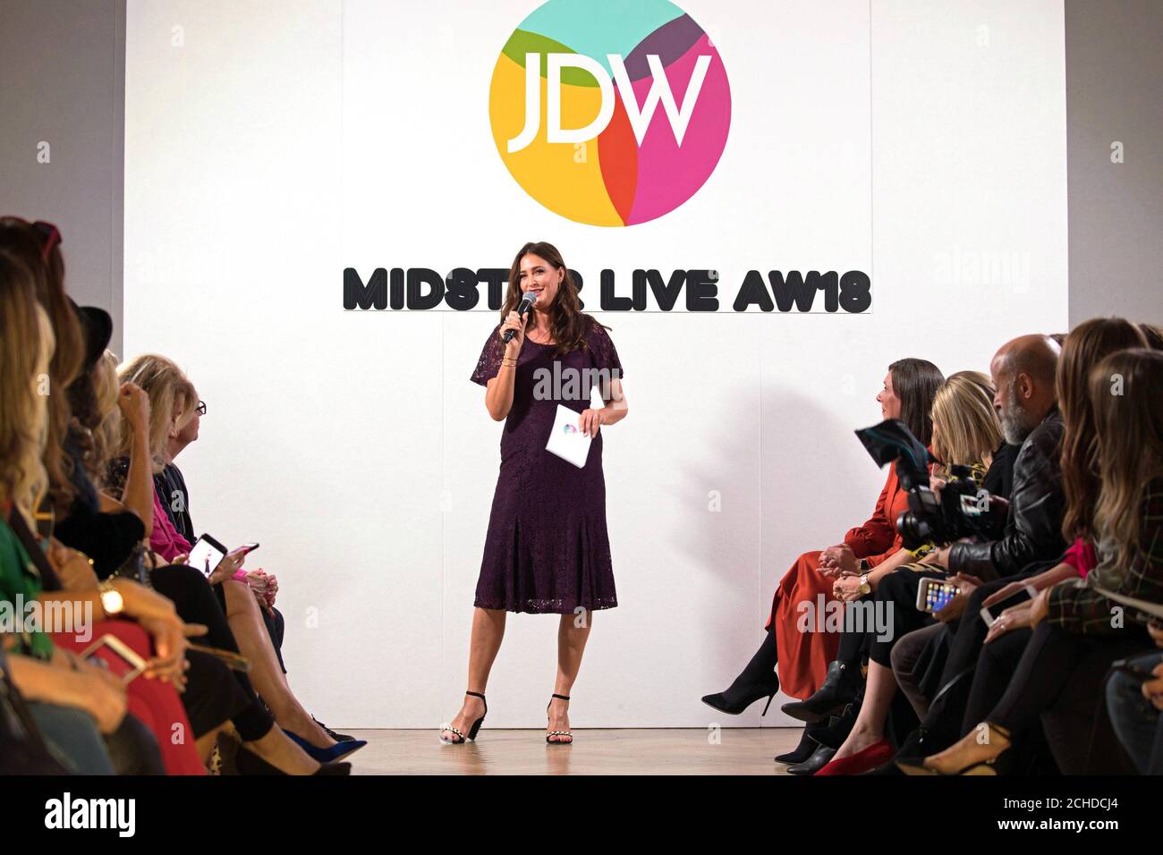 EDITORIAL USE ONLY Lisa Snowden at the JD Williams Midster catwalk in ...