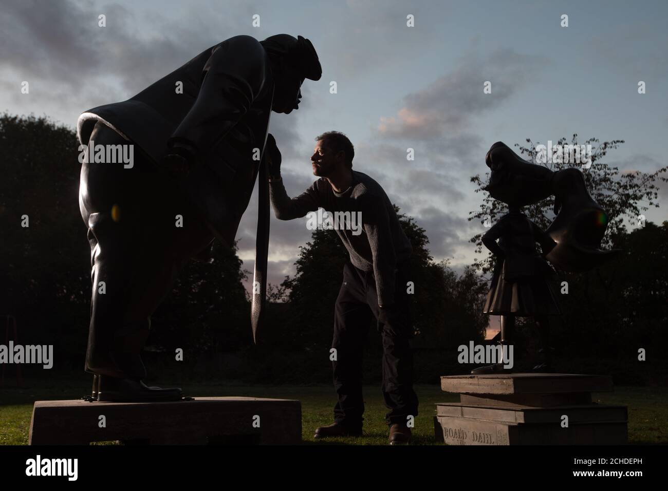 Finishing touches are made to a statue of Roald Dahl's Matilda before ...
