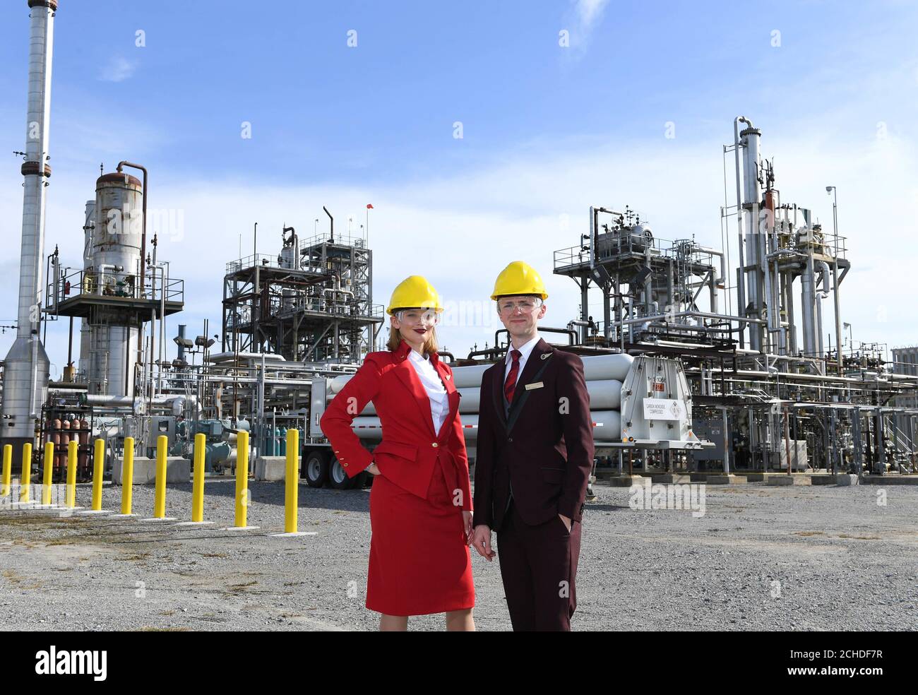 Virgin Atlantic cabin crew Elle Haigh and Simon Cowley visit LanzaTech ...