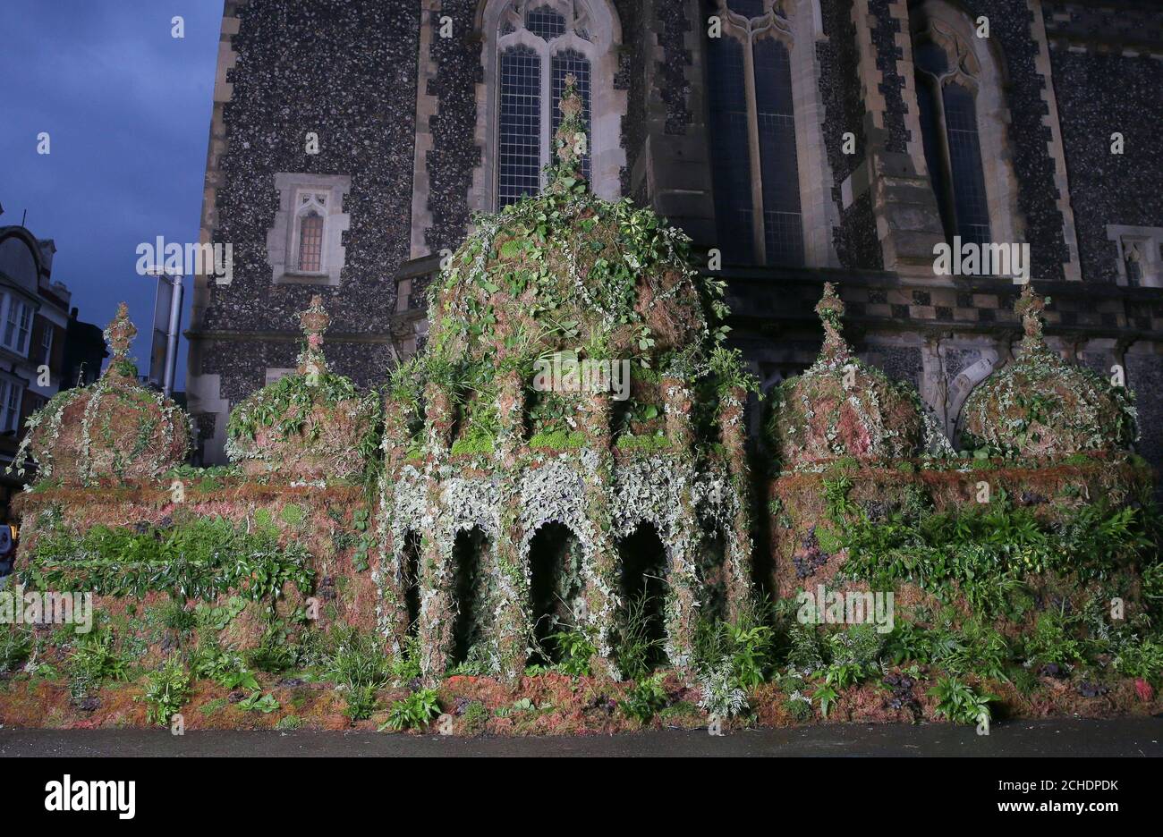 A 12ft tall replica of the Brighton Pavilion made from plants, created ...