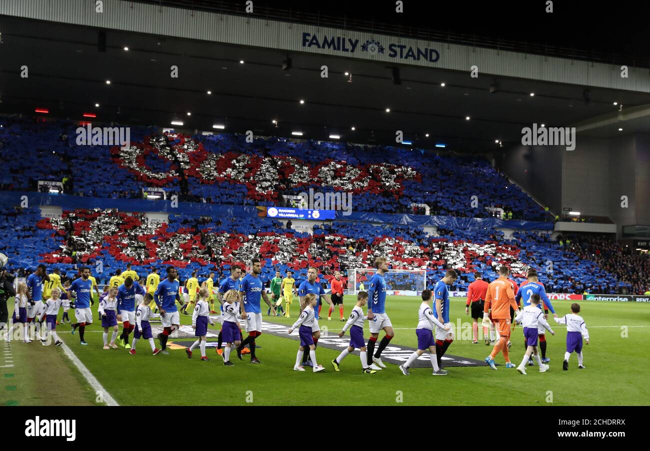 Rangers players walk out before the UEFA Europa League, Group G match ...