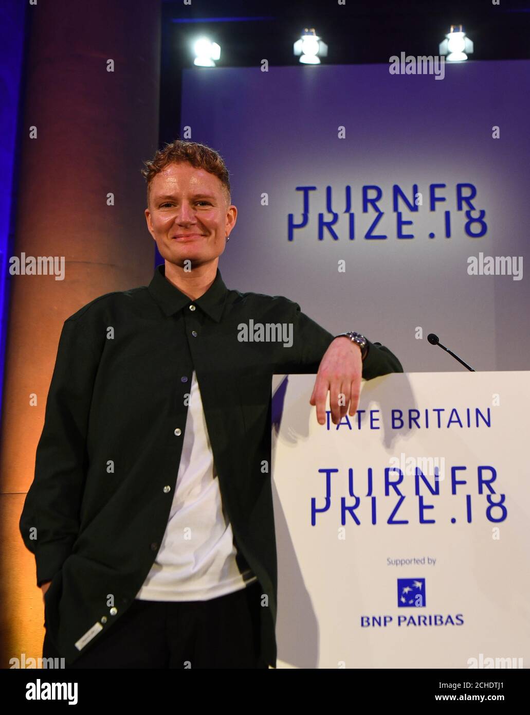 2018 Turner Prize winner Charlotte Prodger accepts the award during a ...