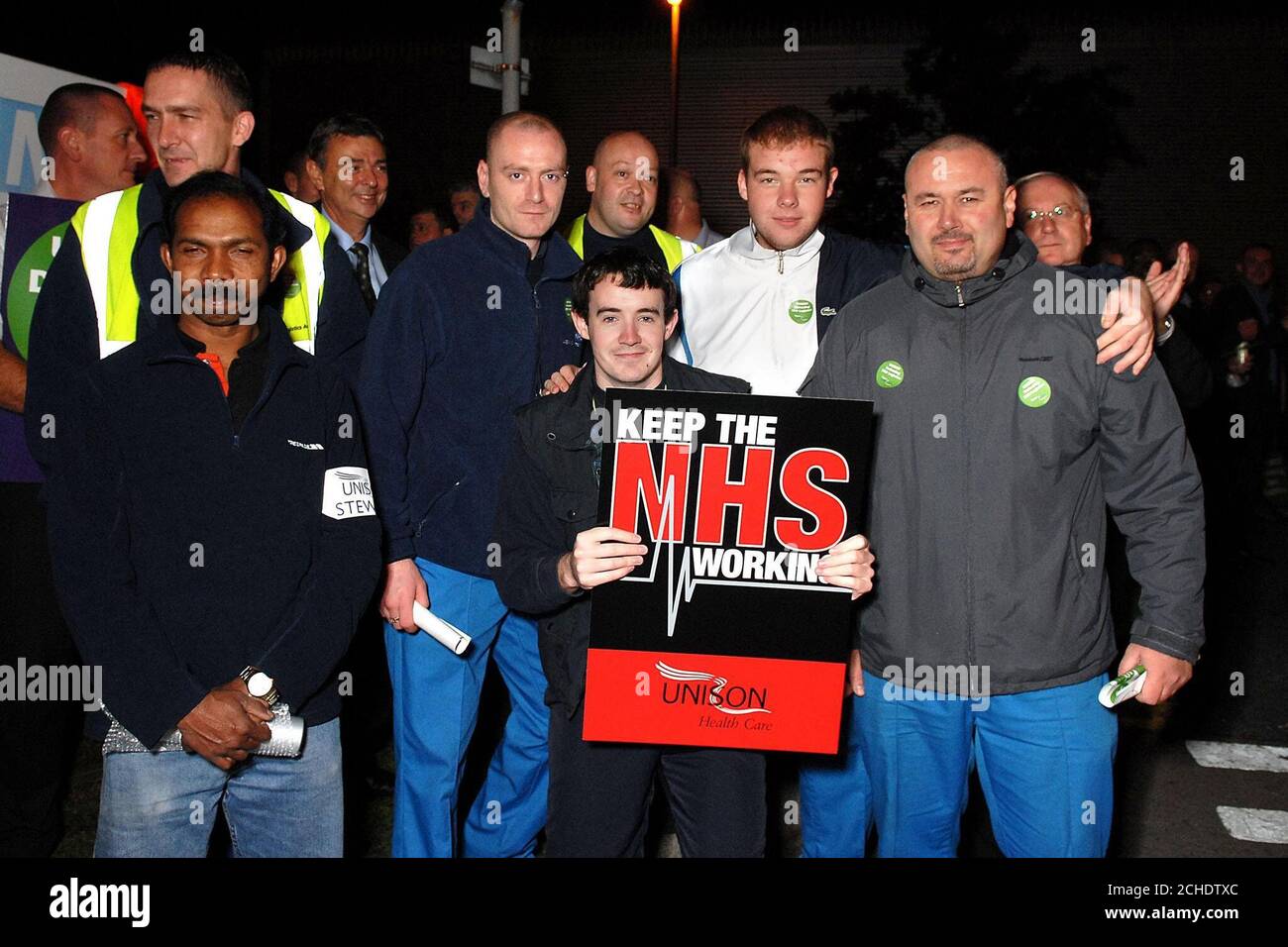 Health workers on a picket line in Runcorn, Cheshire Stock Photo - Alamy