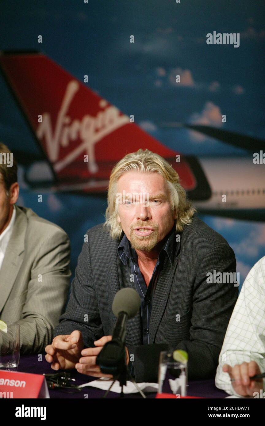 Virgin Atlantic chairman Sir Richard Branson talking at at a press ...