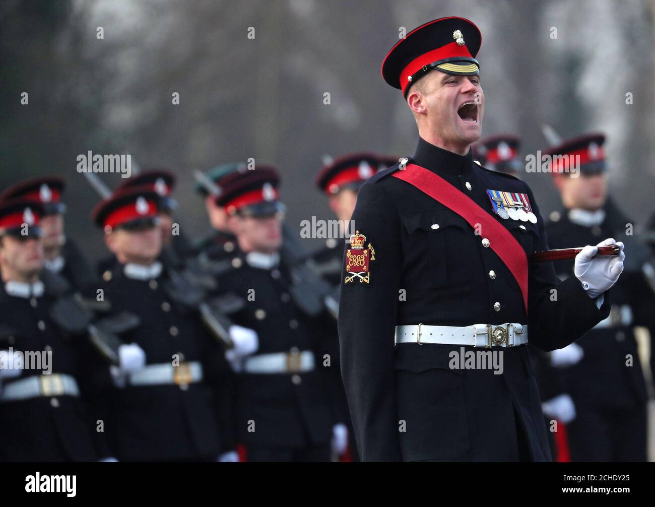 A sergeant major shouts instructions on the parade ground as the Duke ...
