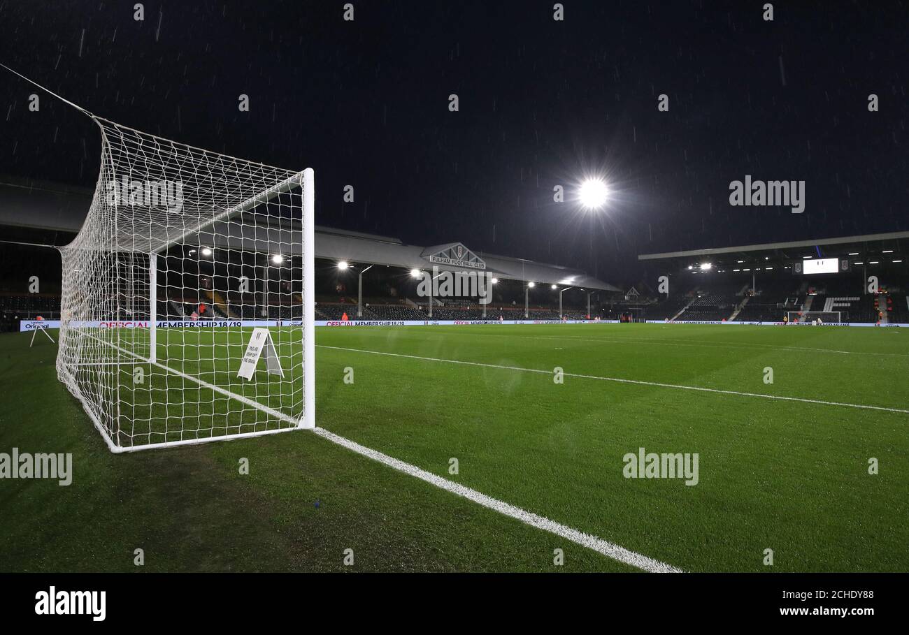 A view of the pitch before the Premier League match at Craven Cottage ...