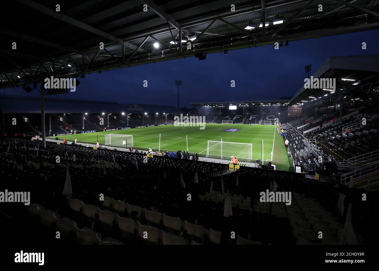 A view of the pitch before the Premier League match at Craven Cottage ...