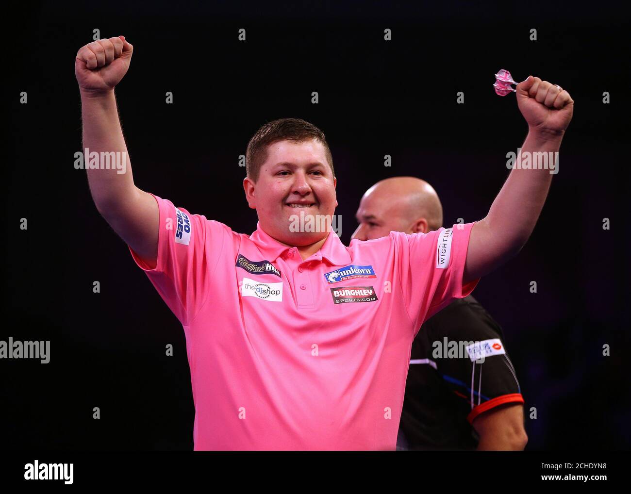 Keegan Brown celebrates winning his match with Karel Sedlacek during ...