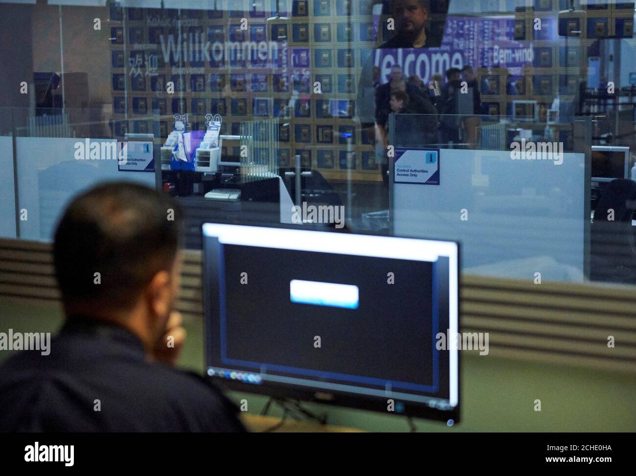 Watch room overlooking immigration control heathrow airports terminal 5 ...