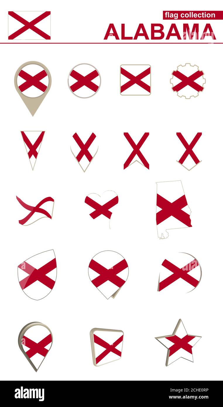 Alabama Flag Collection. Big set for design. Vector Illustration Stock ...