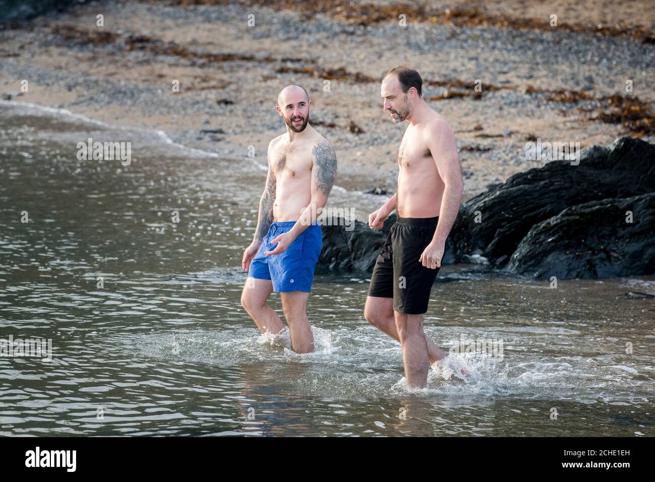 Andrew Bree (right) with Scott Riley at the beach in Bangor, Northern ...