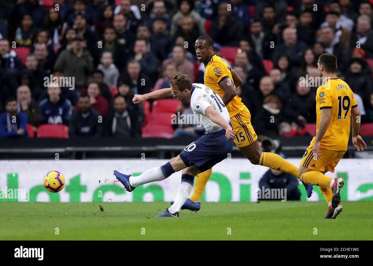 Tottenham Hotspur's Harry Kane scores his side's first goal of the game ...