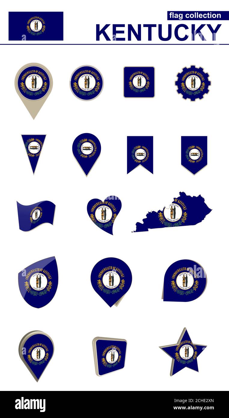 Kentucky Flag Collection. Big set for design. Vector Illustration Stock ...