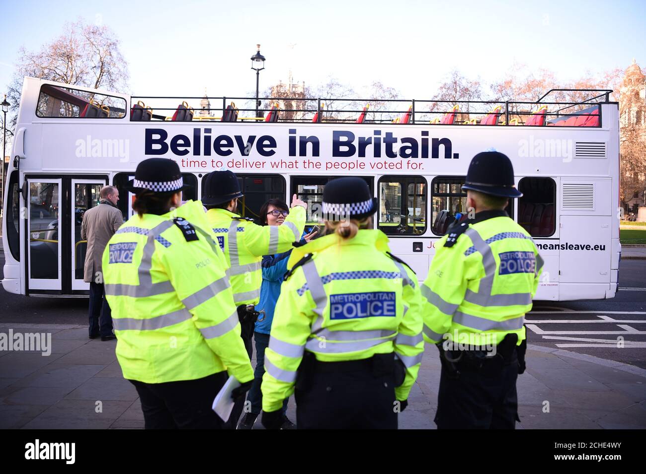 Metropolitan Police officers at Parliament Square in London as the Vote ...