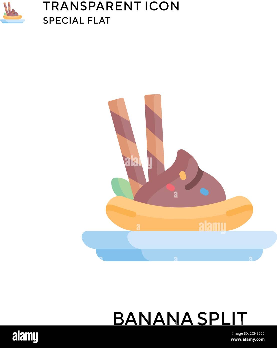 Banana split vector icon. Flat style illustration. EPS 10 vector Stock Vector Image & Art - Alamy