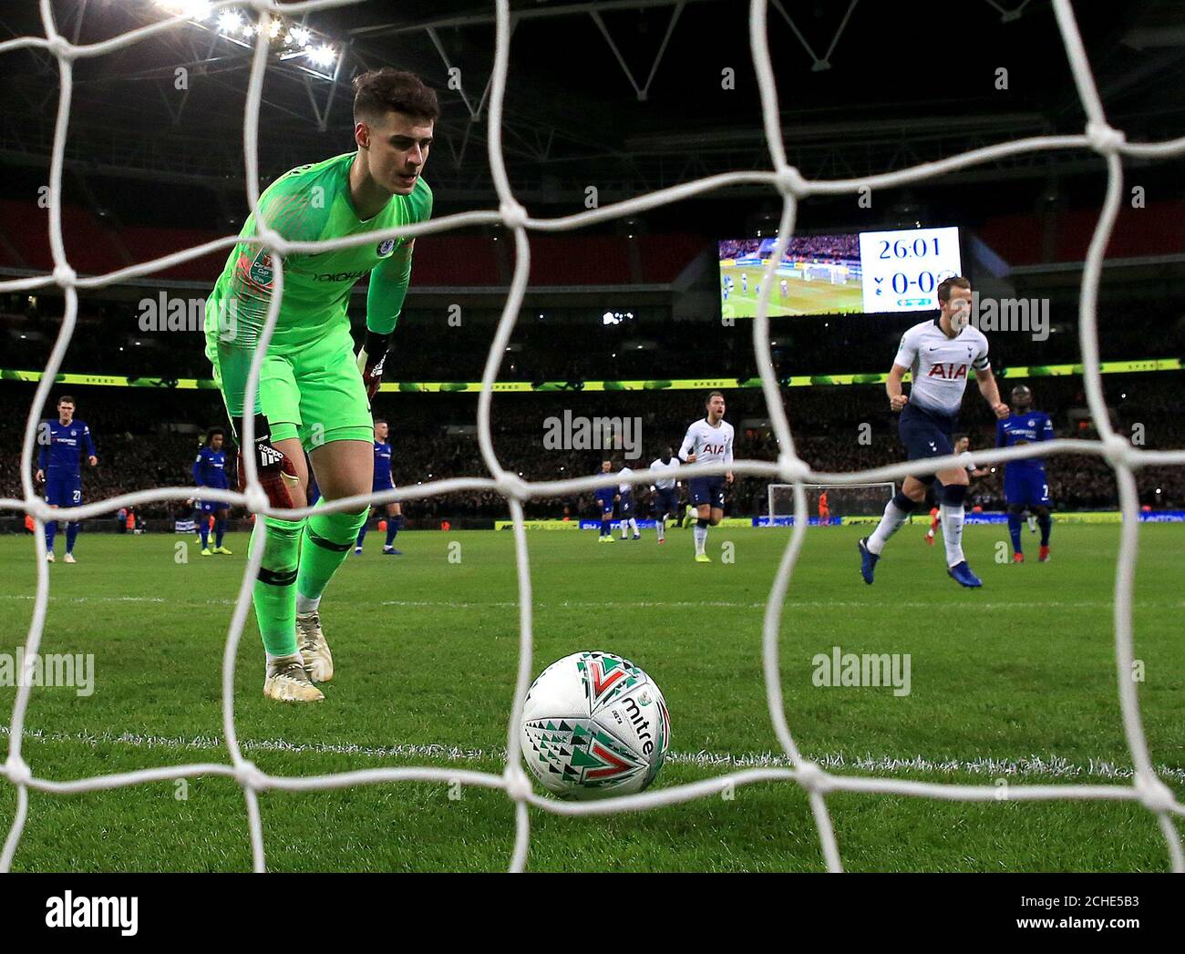 Tottenham Hotspur's Harry Kane scores his side's first goal of the game ...