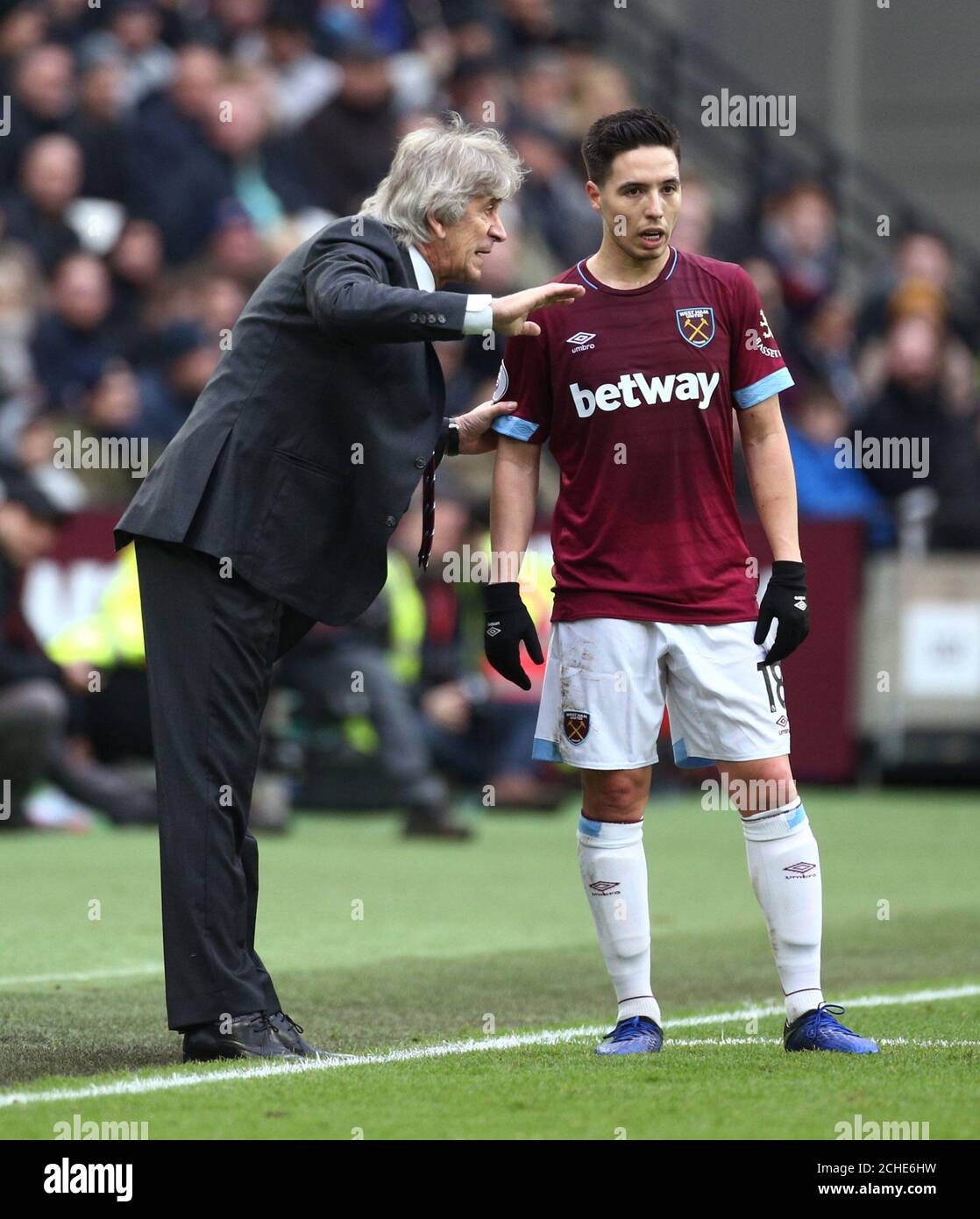 West ham united manager manuel pellegrini gives hi-res stock ...