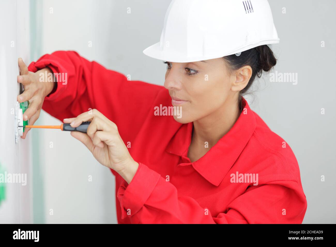 Woman electrician wires hi-res stock photography and images - Alamy