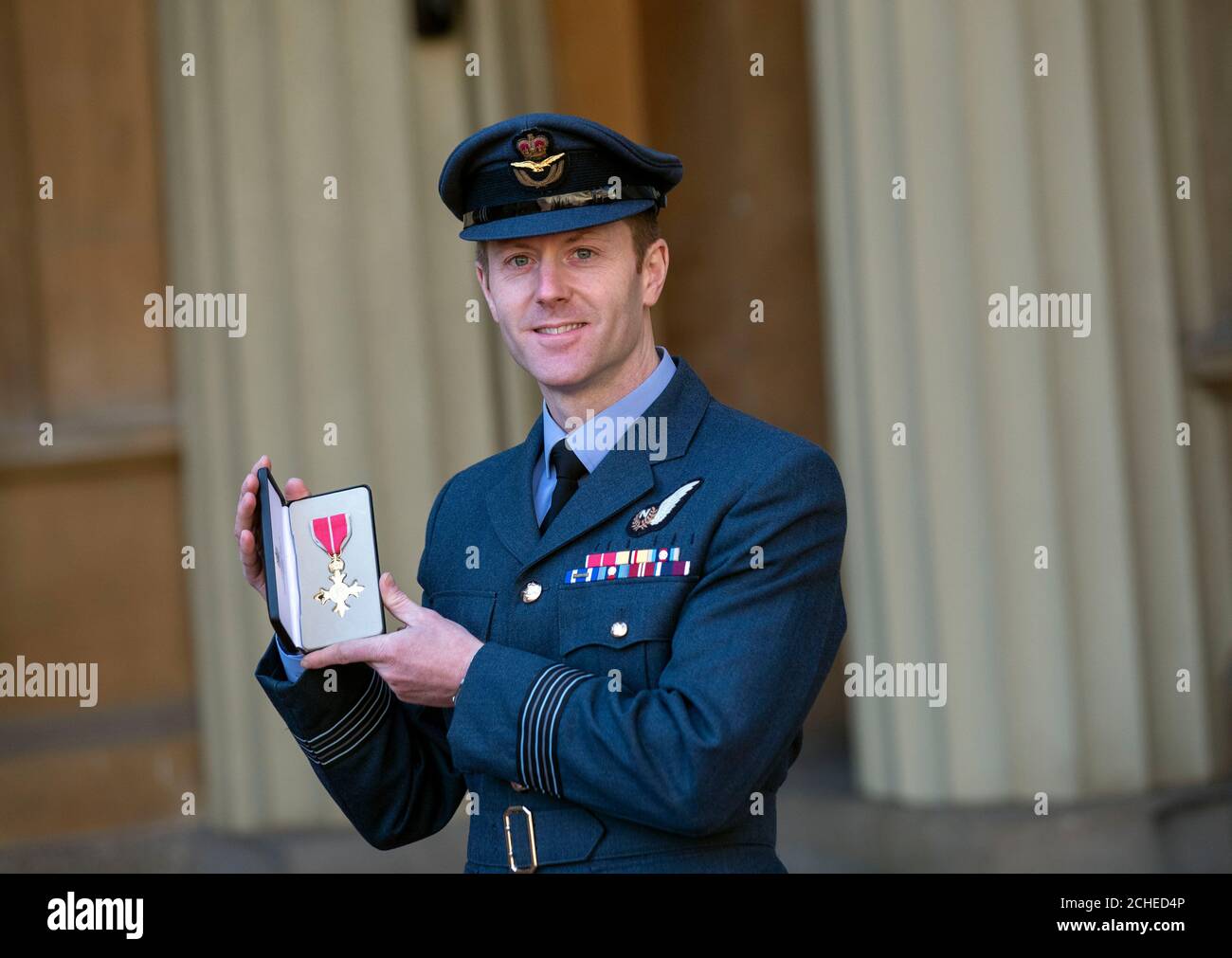 Wing Commander Kevin Gatland from the Royal Air Force with his OBE ...