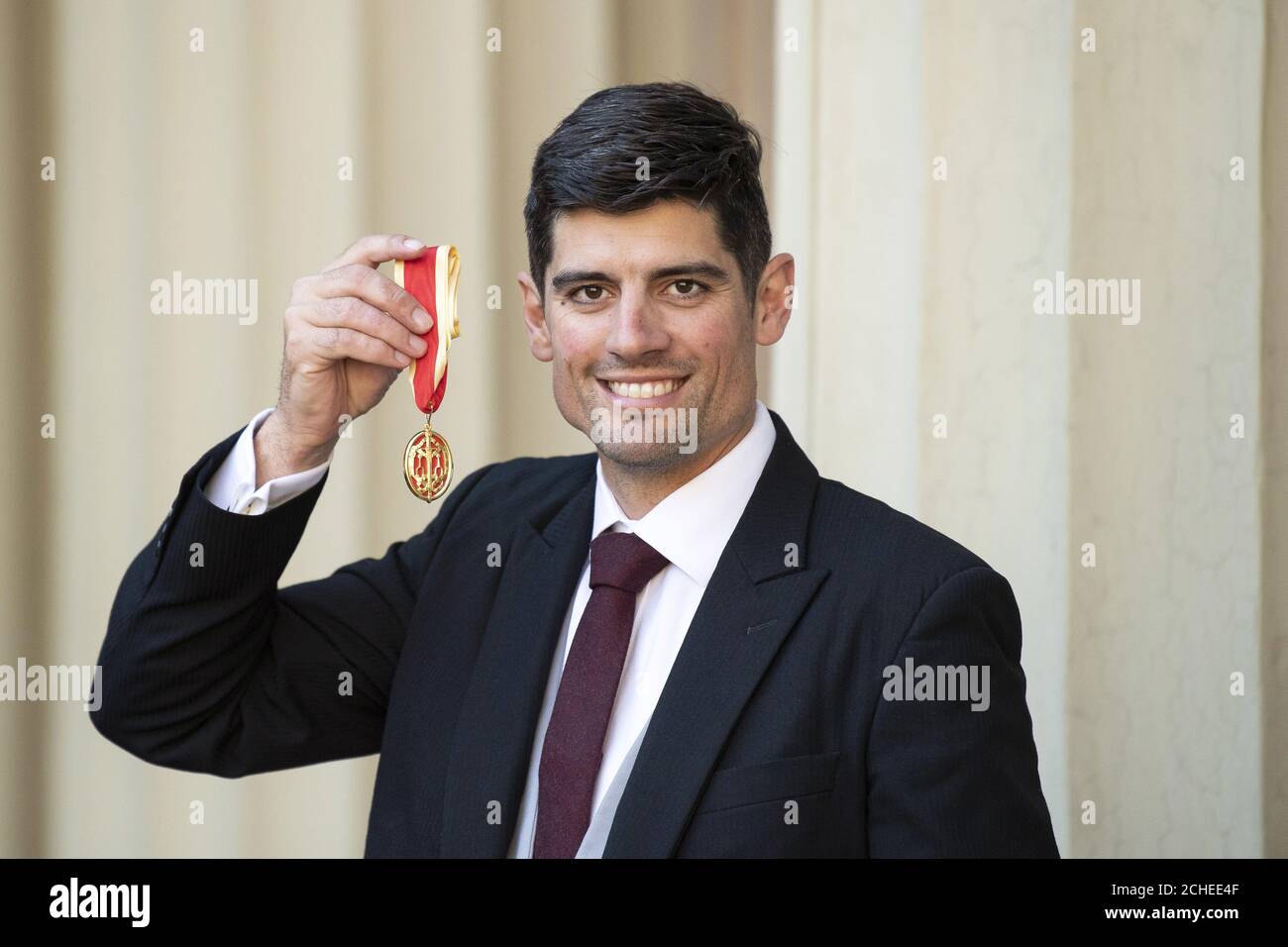 Sir Alastair Cook with his knighthood for services to cricket following ...