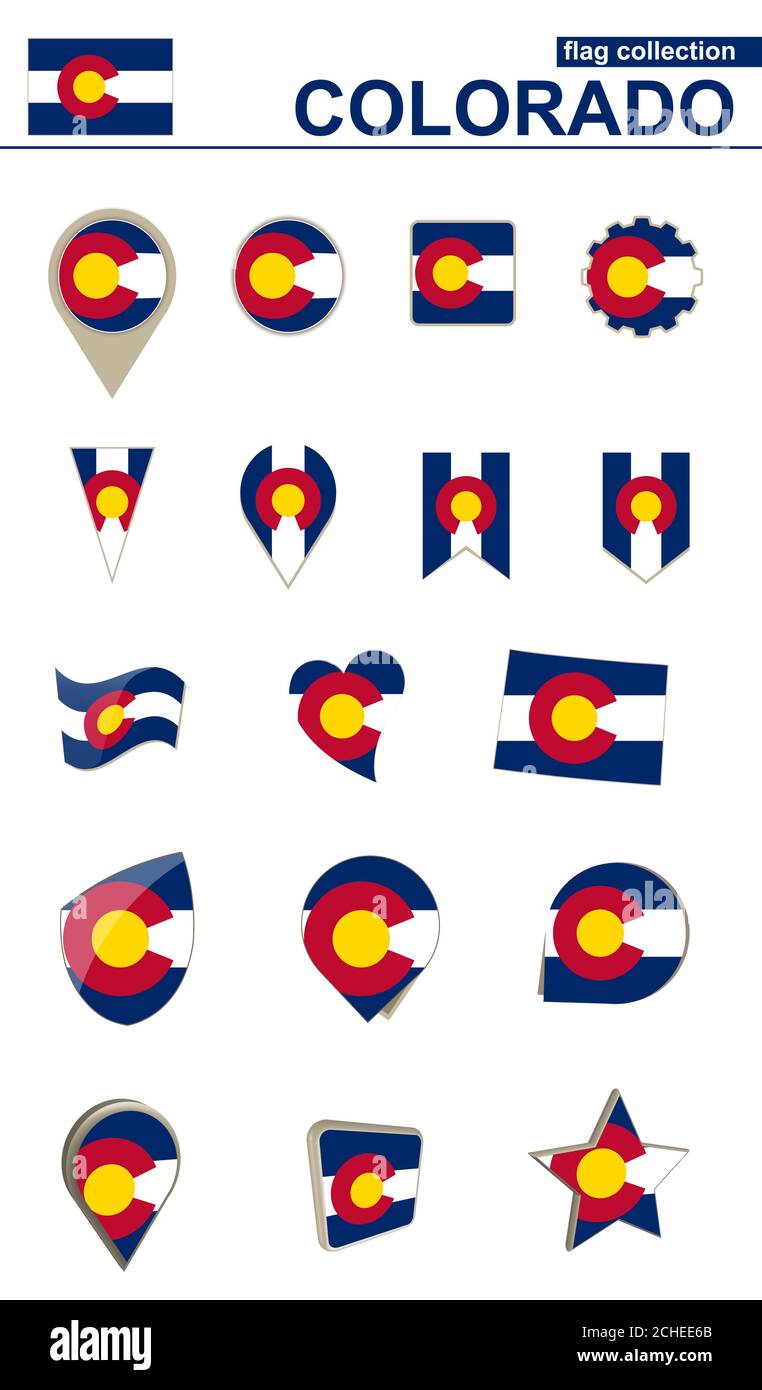 Colorado Flag Collection. Big set for design. Vector Illustration Stock ...