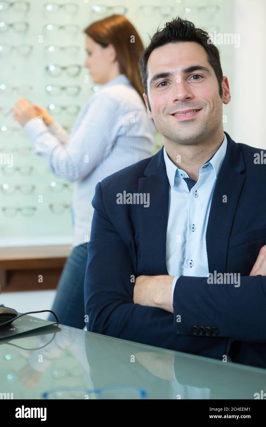 portrait of an optic man Stock Photo - Alamy