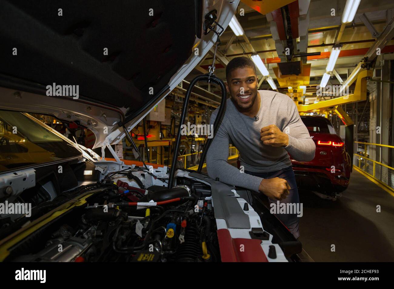 Anthony Joshua visits staff, who are building the next generation Range ...