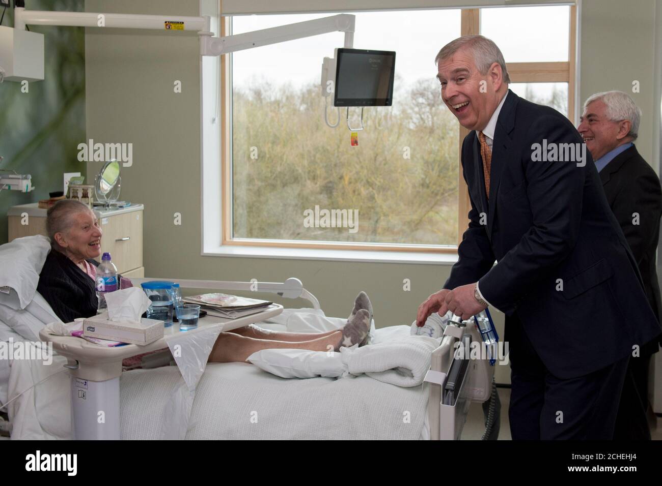 The Duke of York meets patient Diana Keay during a visit to the Royal ...