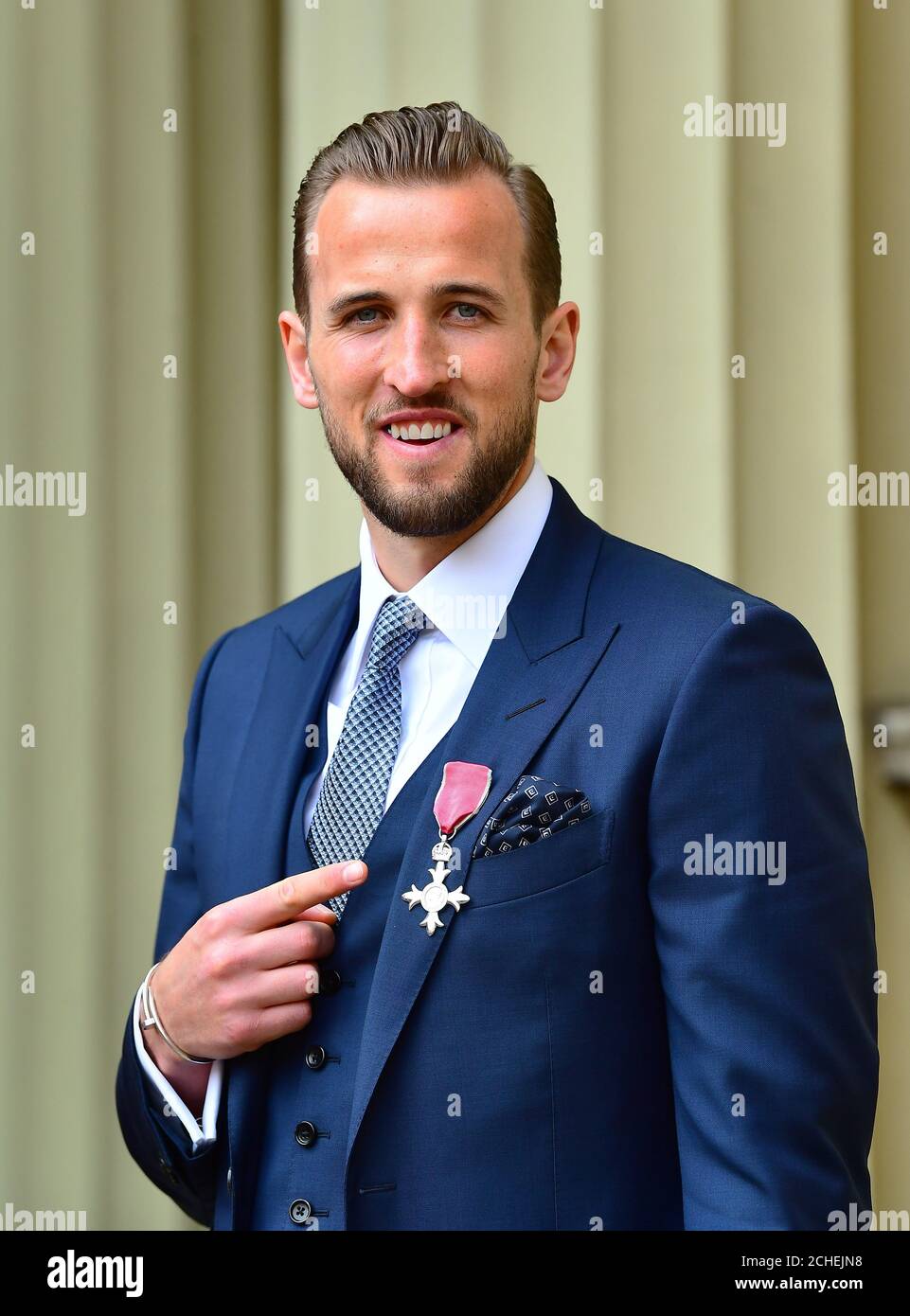 England soccer captain Harry Kane after being made an MBE (Member of ...