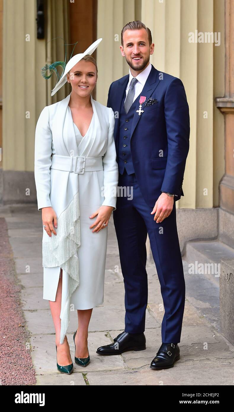 England soccer captain Harry Kane, with his partner Kate Goodland ...