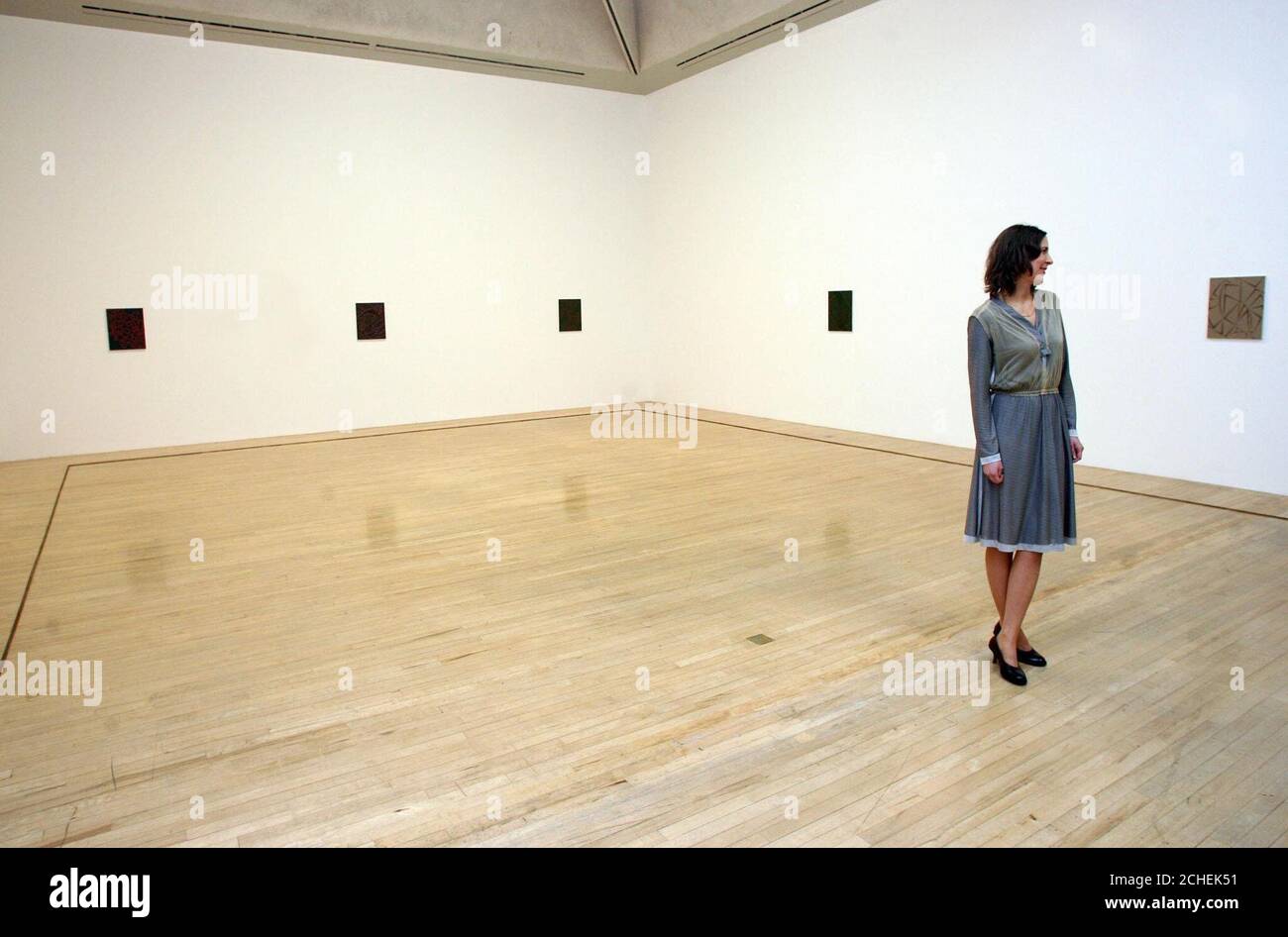 Painter Tomma Abts poses with her work after winning the Turner Prize ...