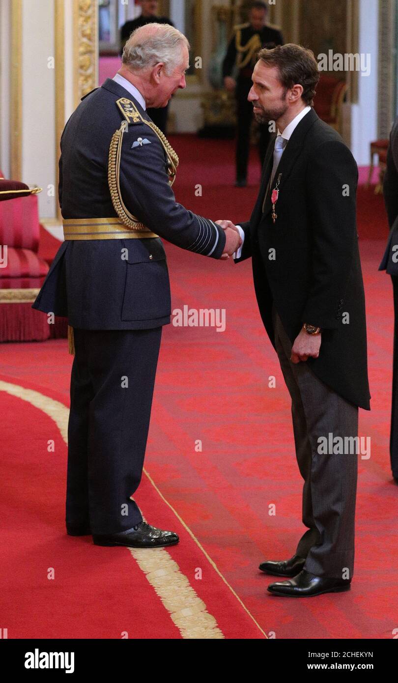 England football manager Gareth Southgate receives his OBE from the ...