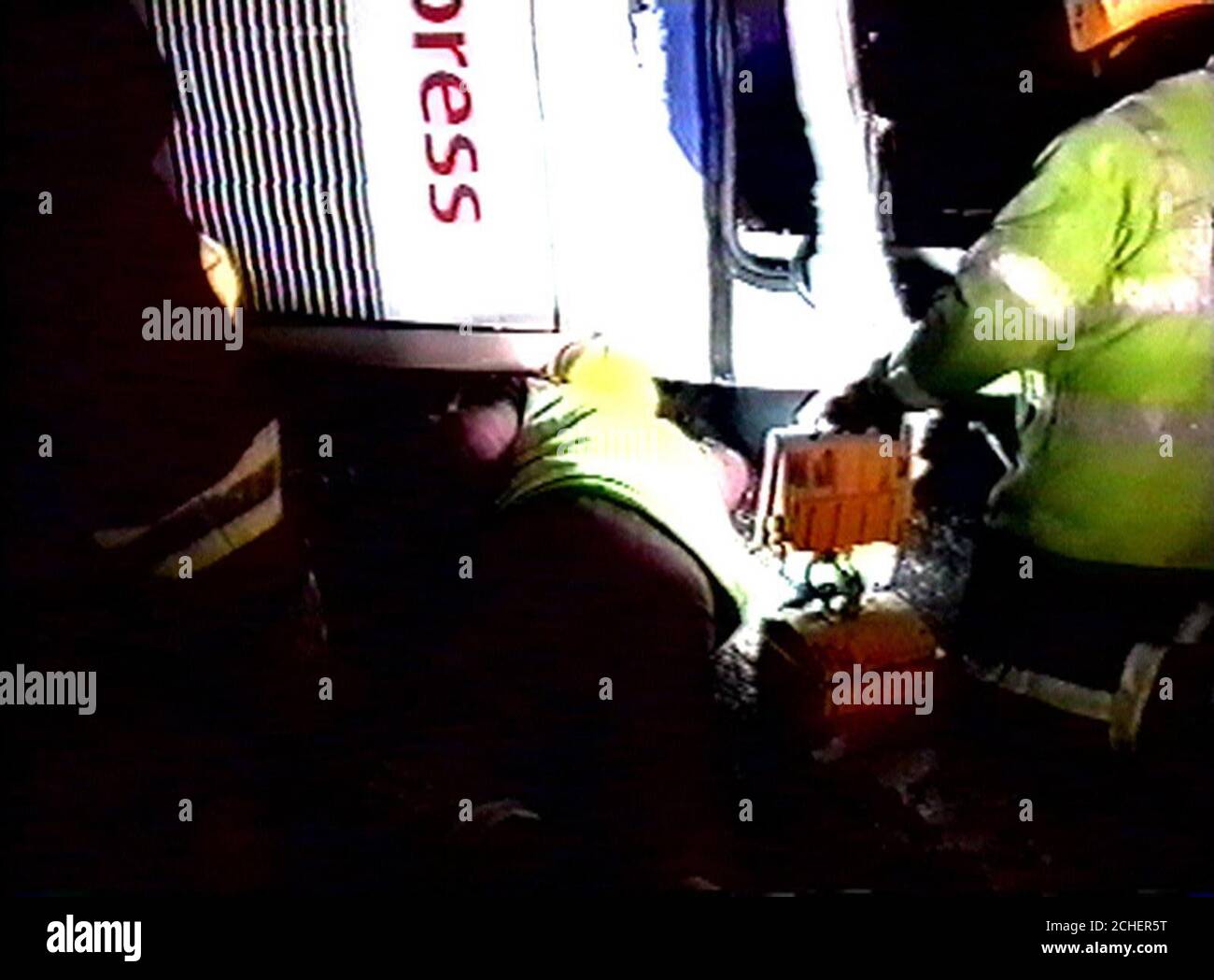 London Fire Brigade still image from their video of their rescue work ...
