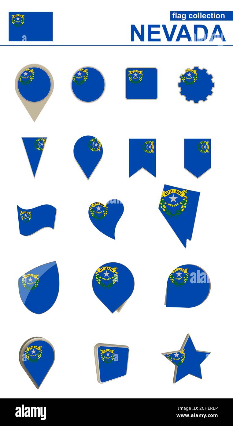 Nevada Flag Collection. Big set for design. Vector Illustration Stock ...