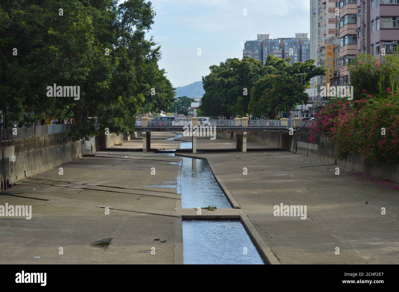 Yuen Long Nullah drainage channel in Yuen Long Town, New Territories ...